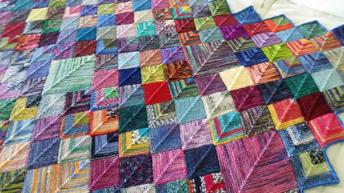 [WIP] My Sock Yarn Blanket made from leftovers - about a quarter of the ...